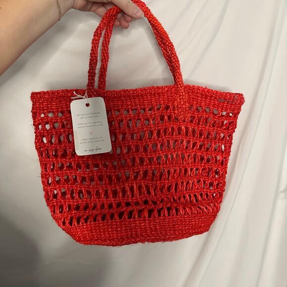 Casa Clara | Bags | Nwt Casa Clara Woven Beach Tote Red | Poshmark